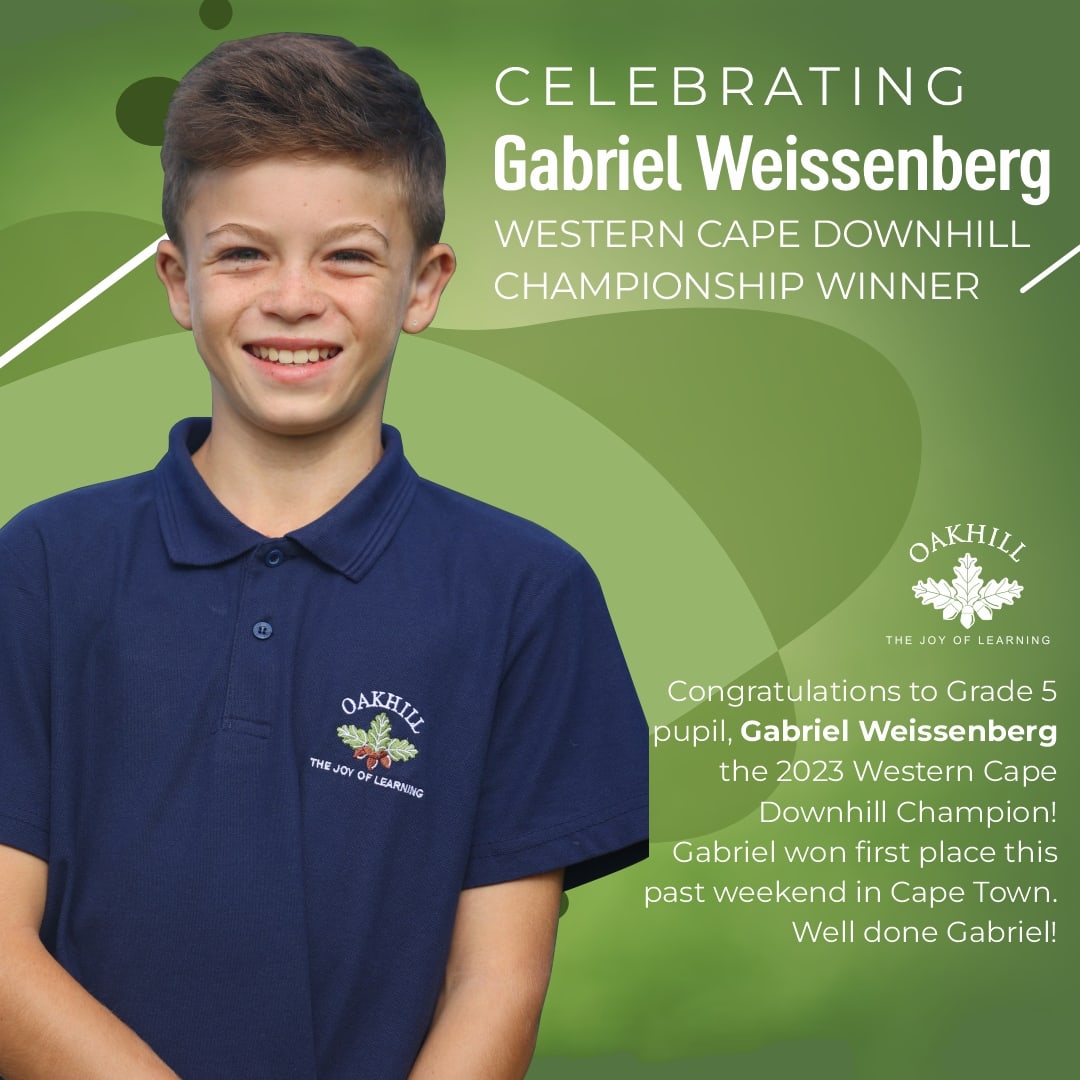 Gabriel Western Cape Downhill Champ! | Oakhill School Knysna
